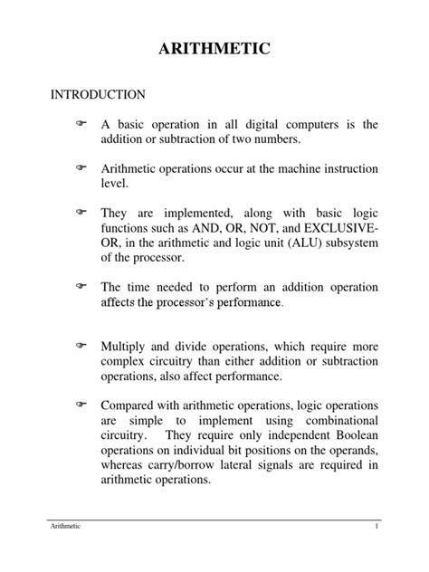 Comp Arc A Pdf Multiplication Division Mathematics