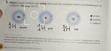 3 Napisz nazwy i symbole oraz podaj skład atomów izotopów wodoru