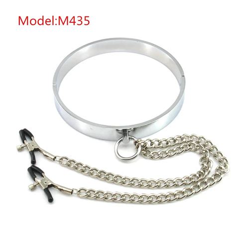 High Quality Stainless Steel Neck Collar With Breast Clip Sex Toy