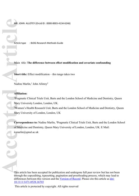 Pdf The Difference Between Effect Modification And Covariate Confounding
