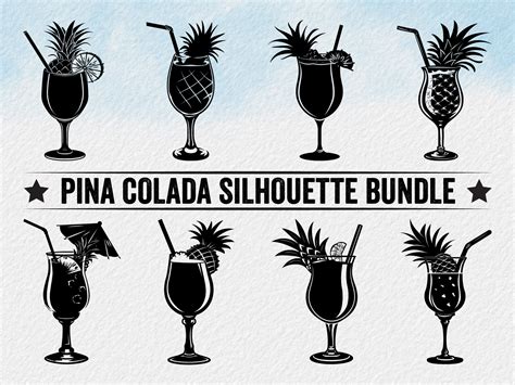 Pina Colada Silhouette Bundle Glass Graphic By Art Merch X · Creative