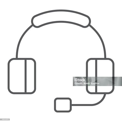헤드폰 위트 마이크 얇은 라인 아이콘 기술 및 장치 헤드셋 기호 벡터 그래픽 흰색 배경에 선형 패턴 10에 대한 스톡 벡터 아트 및 기타 이미지 Istock