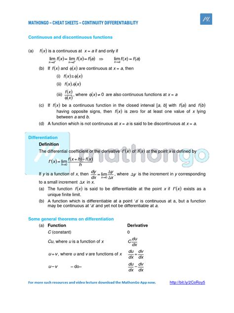 Fs Xii Cnd Pdf Continuous Function Derivative