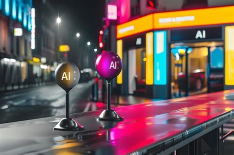 Ia Sinais Em Neon Cidade Arte Digital Tecnologia Inovação Inteligência