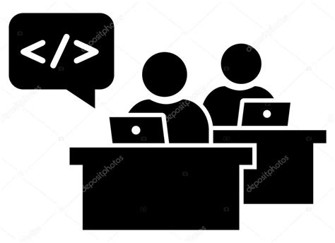 Software Developers At Workplace Icon Stock Vector Furtaev