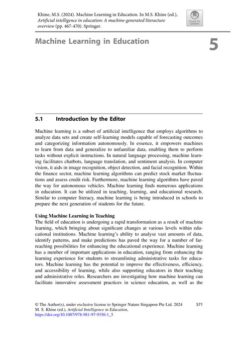 Pdf Machine Learning In Education