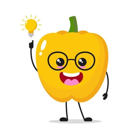 Premium Vector Cute Smart Yellow Paprika Character Funny Paprika Got