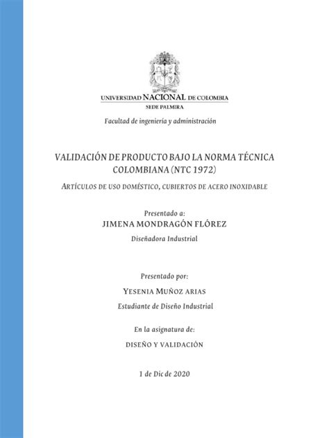 Protocolo De Validación Yesenia Muñoz Pdf Acero Diseño