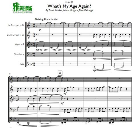 Blink 182 Whats My Age Again 铜管五重奏谱 找教案个人博客