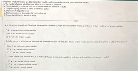 solved determine whether the value is a discrete random