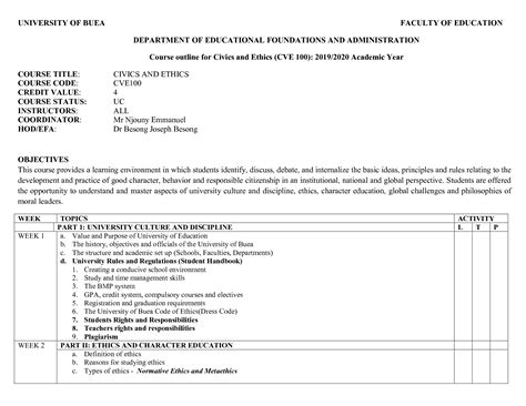 SOLUTION Course Outline For Civics And Ethics Studypool