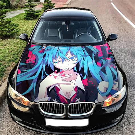 Miku Anime Girl Car Hood Wrap Decal Vinyl Sticker Full Color Graphic