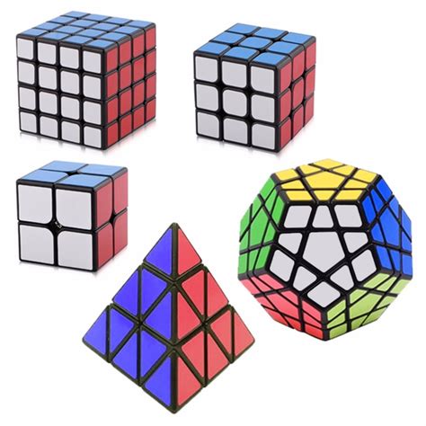 Everspeed 2x2 3x3 4x4 Pyraminx Megaminx Speed Cube Bundle Set Black