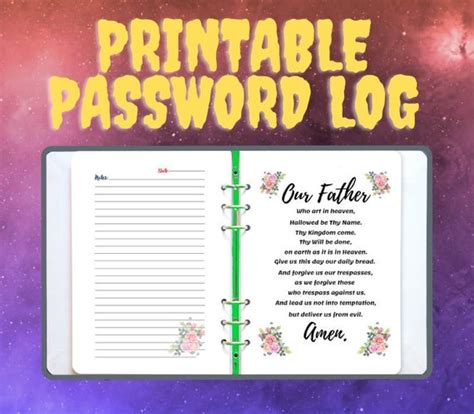 Printable Log Book Password Log Book Password Organizer Etsy