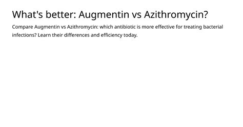 Whats Better Augmentin Vs Azithromycin Meds Is
