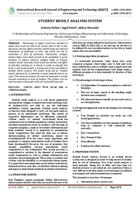 Pdf Student Result Analysis System