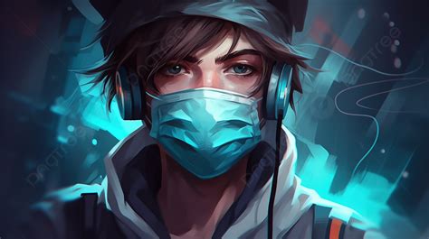 헤드폰을 쓰고 마스크를 쓴 사람 아픈 프로필 사진 프로필 그림 배경 일러스트 및 사진 무료 다운로드 Pngtree