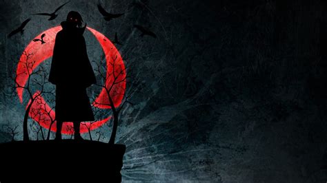 Naruto Shippuuden Uchiha Itachi Glowing Eyes Sharingan Raven
