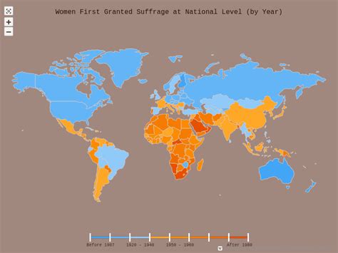 World Women Suffrage Map With Coffee Theme Maps Choropleth