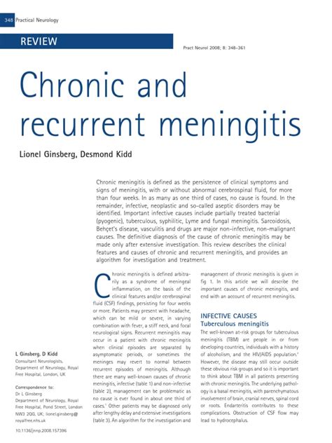Recurrent Meningitis Meningitis Lyme Disease