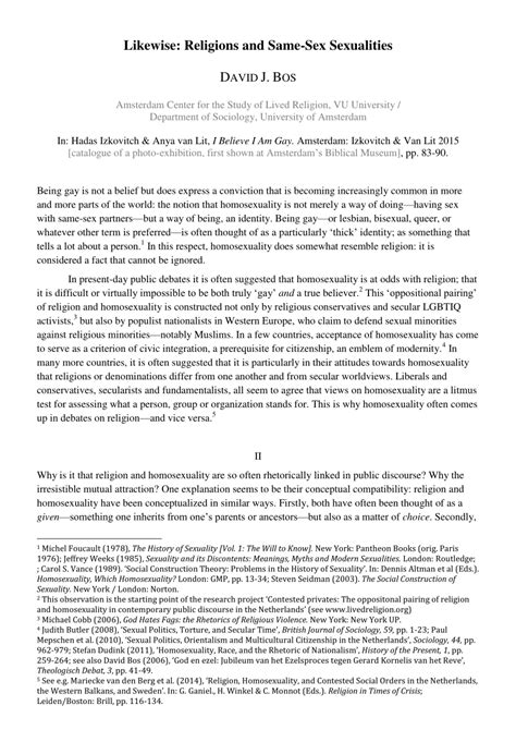 Pdf Likewise Religions And Same Sex Sexualities