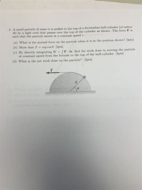 Solved A Small Particle Of Mass M Is Pulled To The Top Of A Chegg Com