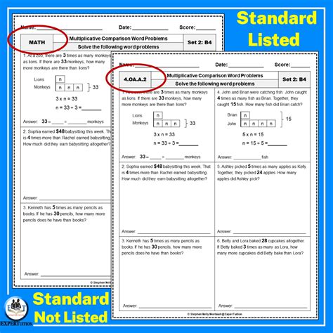 Multiplicative Comparison Word Problems Worksheets Set 2 ExperTuition