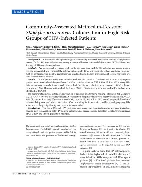 Pdf Community Associated Methicillin Resistant Staphylococcus Aureus