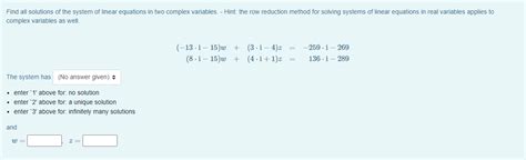 Solved Find All Solutions Of The System Of Linear Equations Chegg