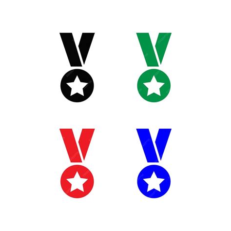 Icône De Médaille Set De 4 Icônes De Médaille Vecteur Premium