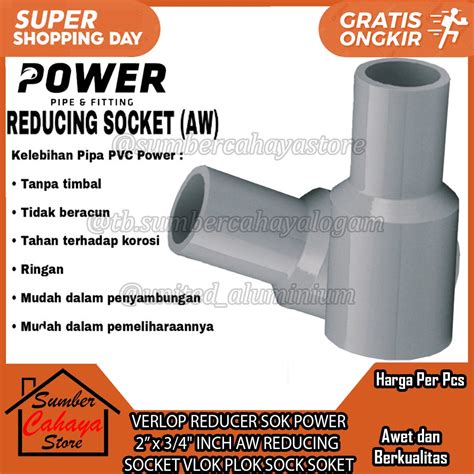 Jual VLOK PLOK SOCK REDUCER SOK POWER 2 X 3 4 INCH AW PLOKSOK VLOKSOK