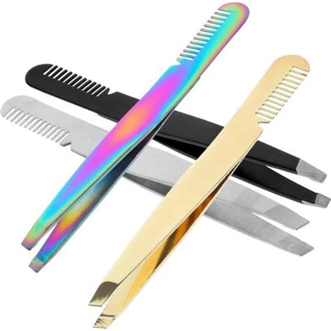 4 Pièces Pince À Épiler Pinces À Sourcils Trousse De Toilette Pour