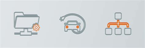 Set Line Hierarchy Organogram Chart Ftp Settings Folder And Electric Car Icon Vector Stock