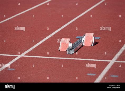 Running Track And Starting Block Stock Photo Alamy