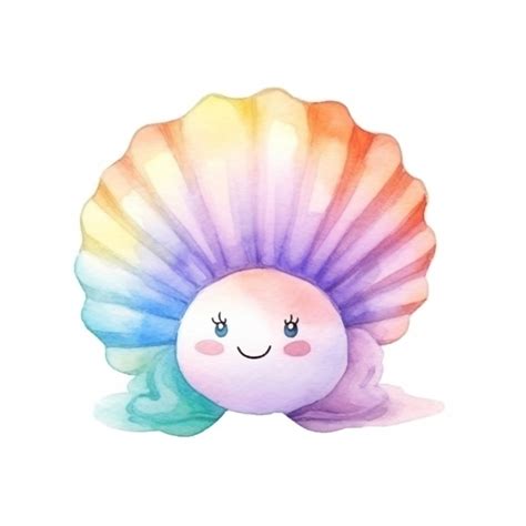 Premium Photo Watercolor Illustration Of A Rainbow Shell