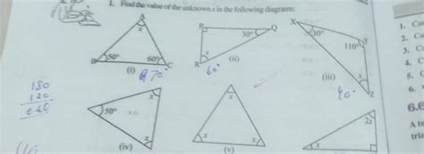 1 Find The Value Of The Unknown X In The Following Diagramsi 97018