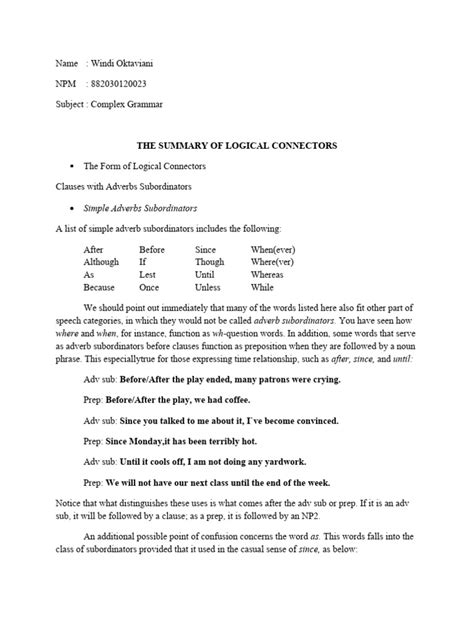 Complex Grammar Logical Connectors Windi Pdf