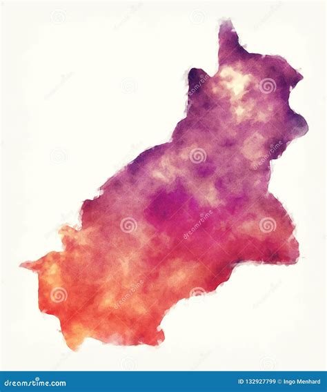 Qassim Region Watercolor Map Of Saudi Arabia In Front Of A White Stock