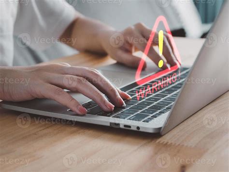 Alert System Warning Red Triangle Sign Network Security Cyber On A
