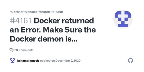 Docker Returned An Error Make Sure The Docker Demon Is Running · Issue