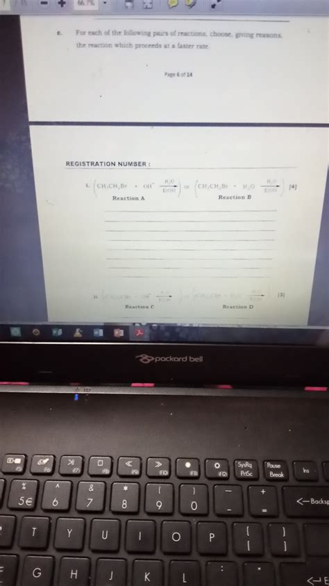 C For Each Of The Following Pairs Of Reactions Choose Giving Reasons