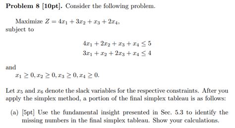 Solved Problem Pt Consider The Following Problem Chegg