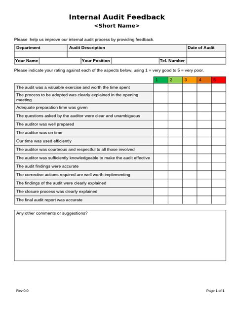 Internal Audit Feedback Form Pdf