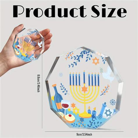 1pc 클래식 하누카 축하 아크릴 플라크 비둘기와 메노라 프린트 다목적 탁상 장식 사인 크리스마스 할로윈 추 Temu