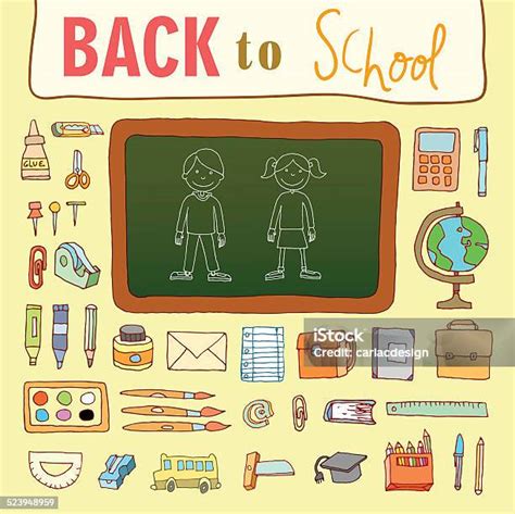 Back To School 아이콘 벡터 일러스트레이션 공부에 대한 스톡 벡터 아트 및 기타 이미지 공부 공예 교습