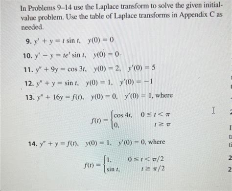 Solved In Problems 9 14 Use The Laplace Transform To Solve