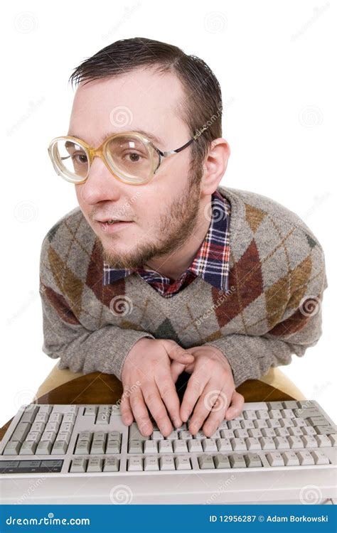 Nerd With Keyboard Stock Image Image Of Chatting Expressive