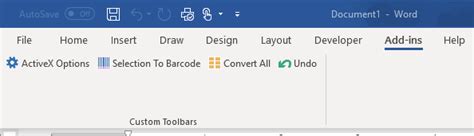 Install Barcode ActiveX Add In In Word BarCodeWiz