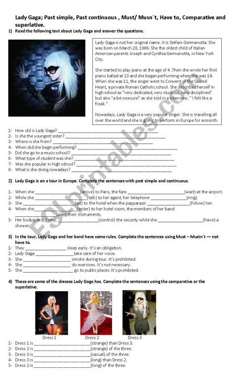 Lady Gaga Worksheet ESL Worksheet By Romina Lucero