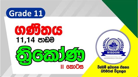 ගණිතය 11 වන ශ්‍රේණිය ත්‍රිකෝණ 02 කොටස Youtube